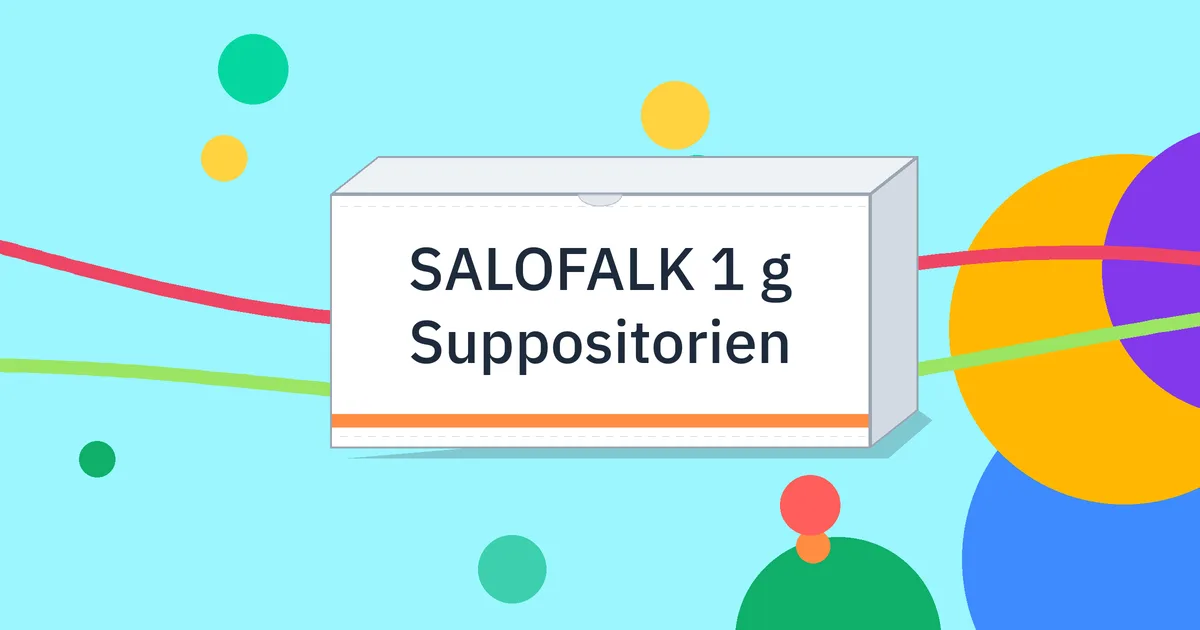 Symbolbild: Packung mit der Aufschrift SALOFALK 1 g Suppositorien (PZN 06810763) – Verfügbarkeit und Bezug in Apotheken in Frankfurt am Main