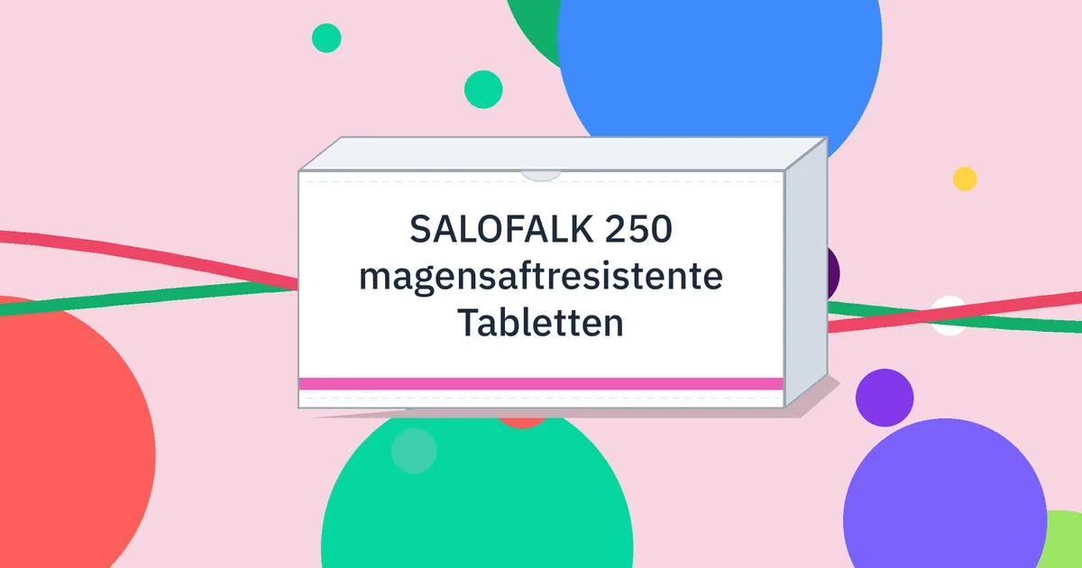 Symbolbild: Packung mit der Aufschrift SALOFALK 250 magensaftresistente Tabletten (PZN 06639789) – Verfügbarkeit und Bezug in Apotheken in Frankfurt am Main