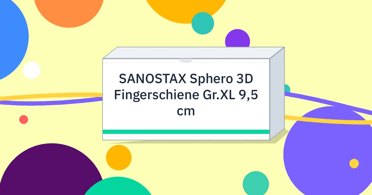Symbolbild: Packung mit der Aufschrift SANOSTAX Sphero 3D Fingerschiene Gr.XL 9,5 cm (PZN 17416609) – Verfügbarkeit und Bezug in Apotheken in Frankfurt am Main