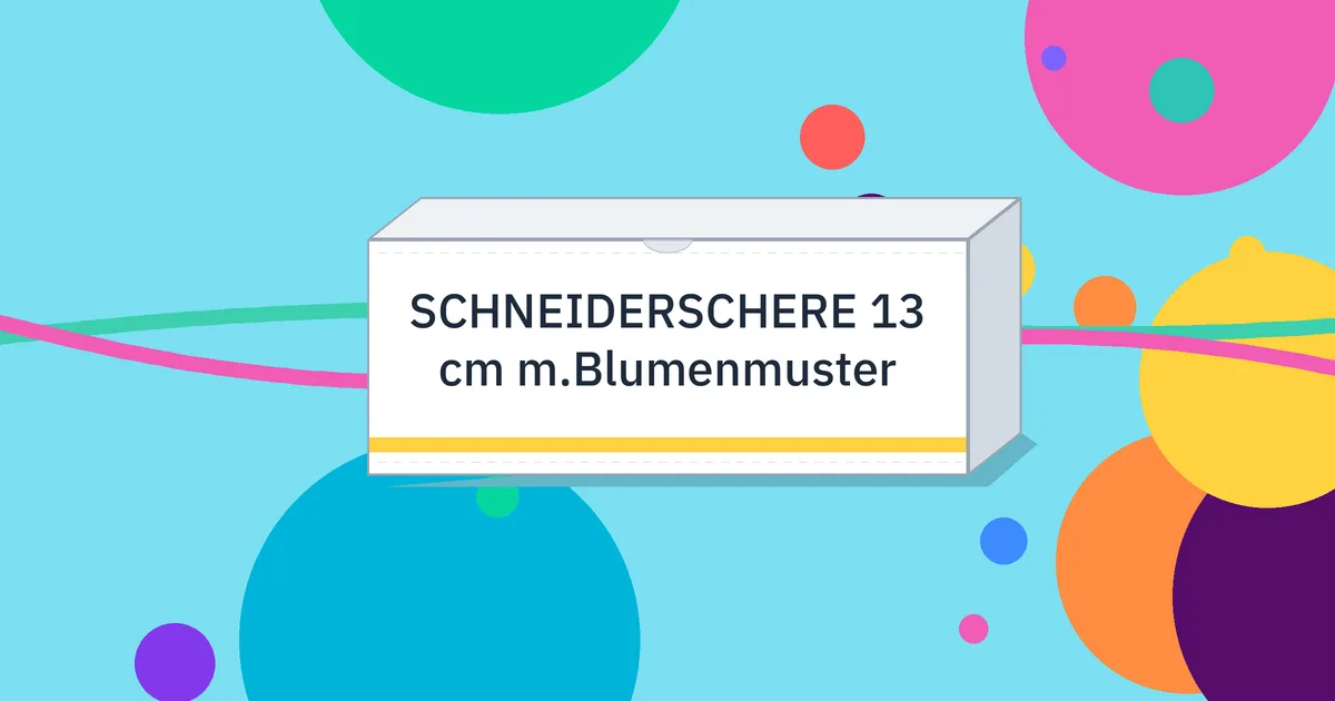 Symbolbild: Packung mit der Aufschrift SCHNEIDERSCHERE 13 cm m.Blumenmuster (PZN 18389783) – Verfügbarkeit und Bezug in Apotheken in Frankfurt am Main