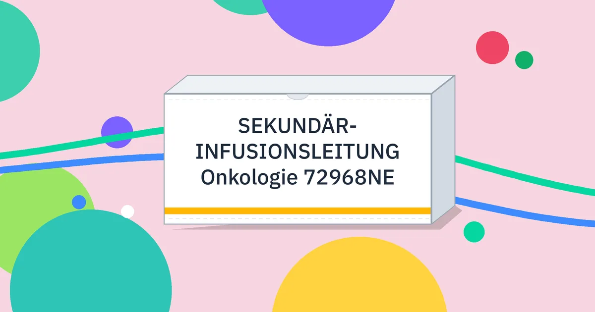 Symbolbild: Packung mit der Aufschrift SEKUNDÄR-INFUSIONSLEITUNG Onkologie 72968NE (PZN 13589313) – Verfügbarkeit und Bezug in Apotheken in Frankfurt am Main
