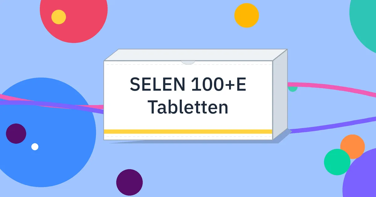 Symbolbild: Packung mit der Aufschrift SELEN 100+E Tabletten (PZN 08491635) – Verfügbarkeit und Bezug in Apotheken in Frankfurt am Main
