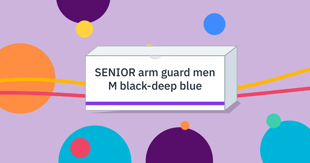 Symbolbild: Packung mit der Aufschrift SENIOR arm guard men M black-deep blue (PZN 13513333) – Verfügbarkeit und Bezug in Apotheken in Frankfurt am Main