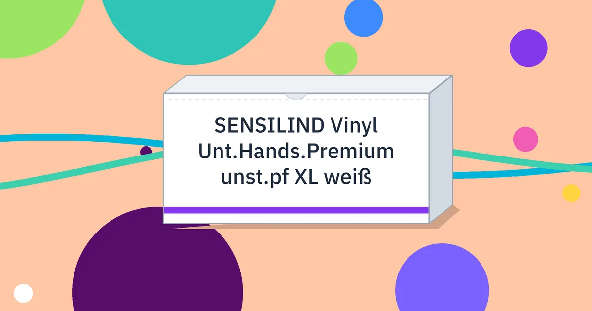 Symbolbild: Packung mit der Aufschrift SENSILIND Vinyl Unt.Hands.Premium unst.pf XL weiß (PZN 14354150) – Verfügbarkeit und Bezug in Apotheken in Frankfurt am Main