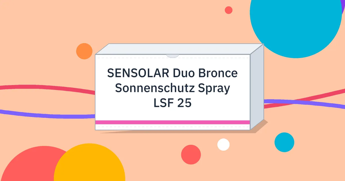 Symbolbild: Packung mit der Aufschrift SENSOLAR Duo Bronce Sonnenschutz Spray LSF 25 (PZN 15257058) – Verfügbarkeit und Bezug in Apotheken in Frankfurt am Main