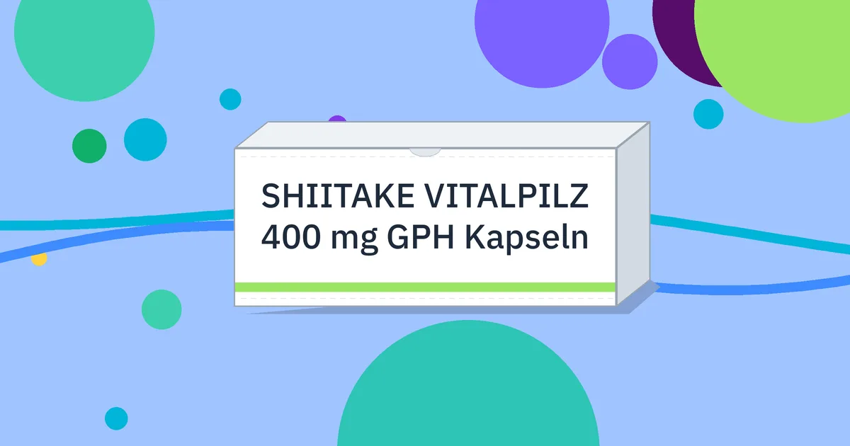 Symbolbild: Packung mit der Aufschrift SHIITAKE VITALPILZ 400 mg GPH Kapseln (PZN 00969617) – Verfügbarkeit und Bezug in Apotheken in Frankfurt am Main