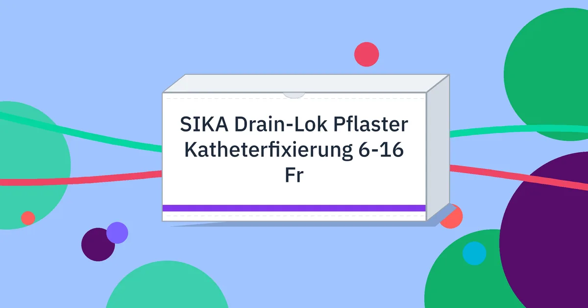 Symbolbild: Packung mit der Aufschrift SIKA Drain-Lok Pflaster Katheterfixierung 6-16 Fr (PZN 18367497) – Verfügbarkeit und Bezug in Apotheken in Frankfurt am Main