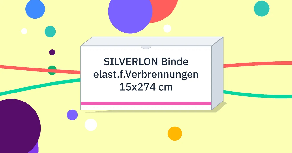 Symbolbild: Packung mit der Aufschrift SILVERLON Binde elast.f.Verbrennungen 15x274 cm (PZN 13651288) – Verfügbarkeit und Bezug in Apotheken in Frankfurt am Main