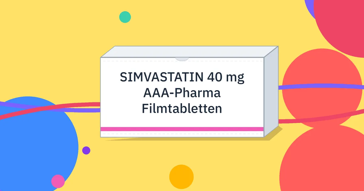 Symbolbild: Packung mit der Aufschrift SIMVASTATIN 40 mg AAA-Pharma Filmtabletten (PZN 00850307) – Verfügbarkeit und Bezug in Apotheken in Frankfurt am Main