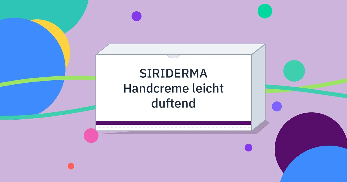 Symbolbild: Packung mit der Aufschrift SIRIDERMA Handcreme leicht duftend (PZN 17561375) – Verfügbarkeit und Bezug in Apotheken in Frankfurt am Main