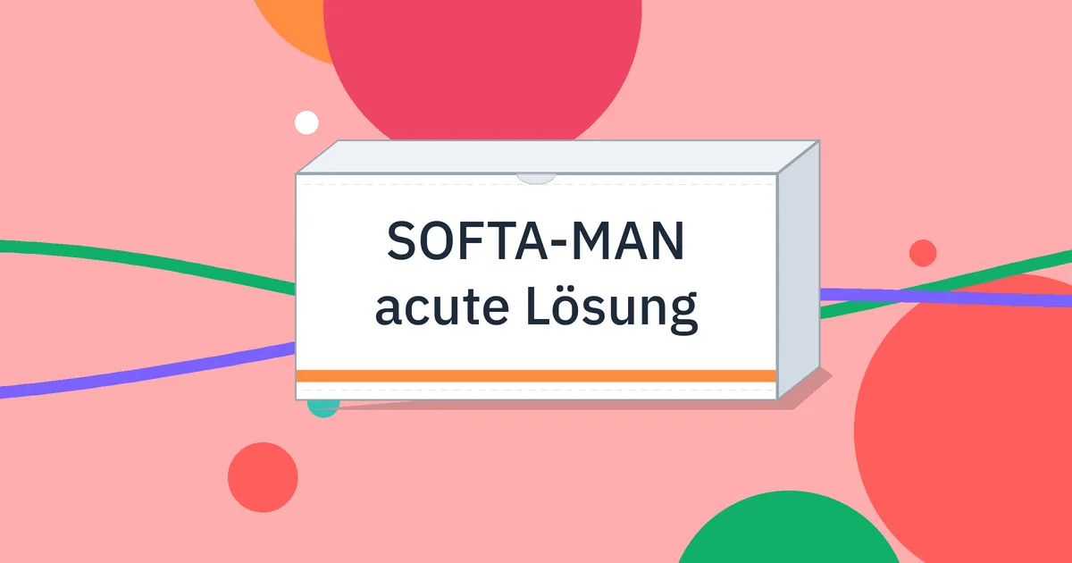 Symbolbild: Packung mit der Aufschrift SOFTA-MAN acute Lösung (PZN 00734038) – Verfügbarkeit und Bezug in Apotheken in Frankfurt am Main