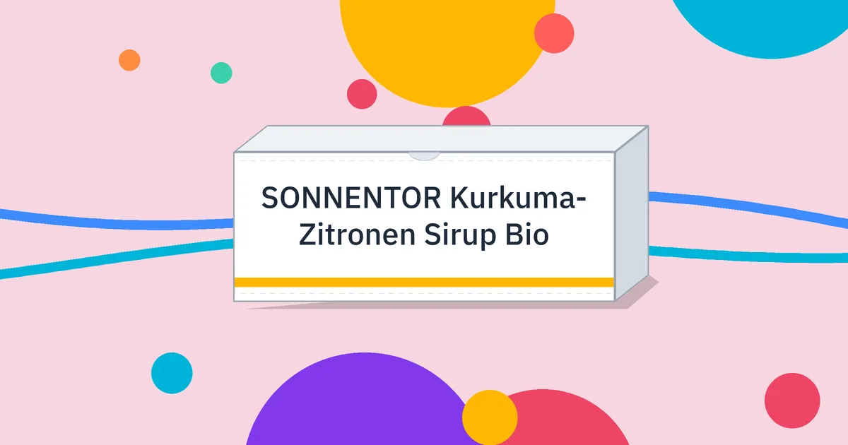 Symbolbild: Packung mit der Aufschrift SONNENTOR Kurkuma-Zitronen Sirup Bio (PZN 18902766) – Verfügbarkeit und Bezug in Apotheken in Frankfurt am Main