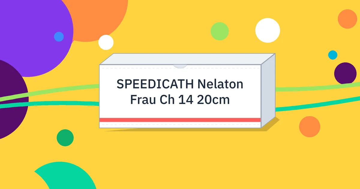 Symbolbild: Packung mit der Aufschrift SPEEDICATH Nelaton Frau Ch 14 20cm (PZN 09712009) – Verfügbarkeit und Bezug in Apotheken in Frankfurt am Main