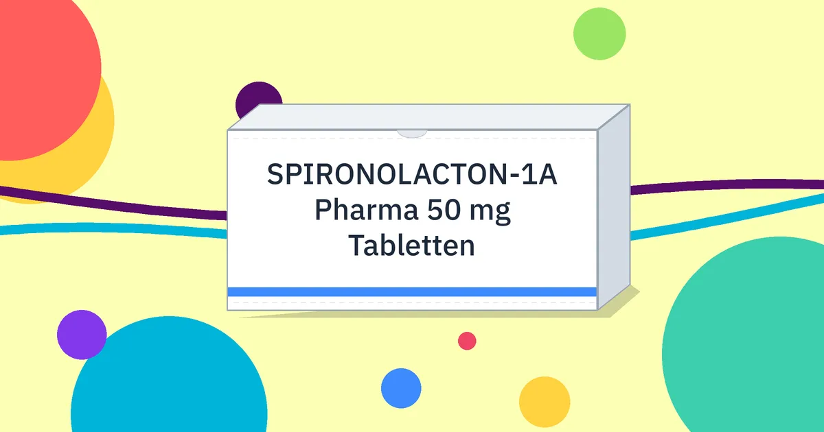 Symbolbild: Packung mit der Aufschrift SPIRONOLACTON-1A Pharma 50 mg Tabletten (PZN 07663235) – Verfügbarkeit und Bezug in Apotheken in Frankfurt am Main
