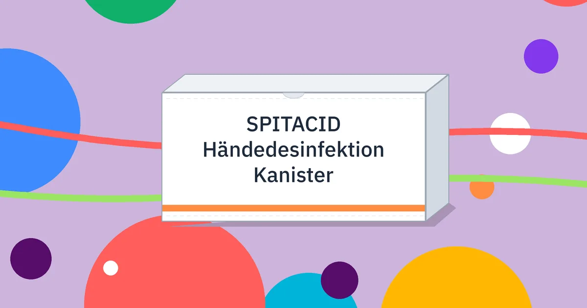 Symbolbild: Packung mit der Aufschrift SPITACID Händedesinfektion Kanister (PZN 01849453) – Verfügbarkeit und Bezug in Apotheken in Frankfurt am Main