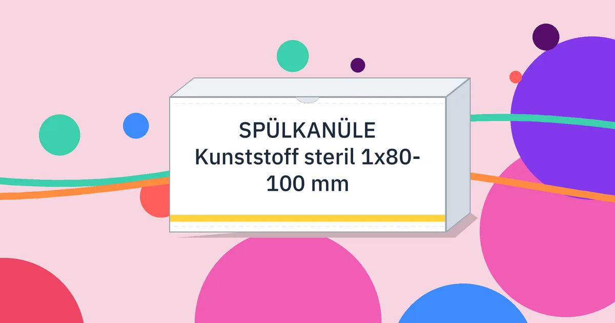 Symbolbild: Packung mit der Aufschrift SPÜLKANÜLE Kunststoff steril 1x80-100 mm (PZN 19988132) – Verfügbarkeit und Bezug in Apotheken in Frankfurt am Main