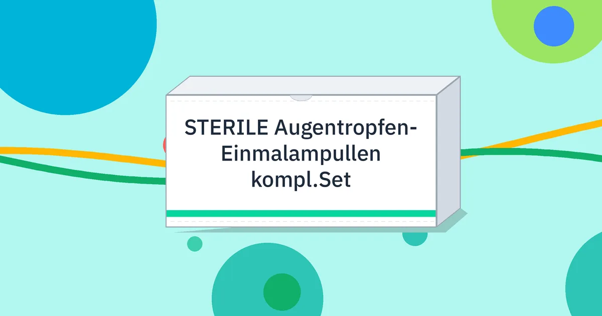 Symbolbild: Packung mit der Aufschrift STERILE Augentropfen-Einmalampullen kompl.Set (PZN 14377317) – Verfügbarkeit und Bezug in Apotheken in Frankfurt am Main