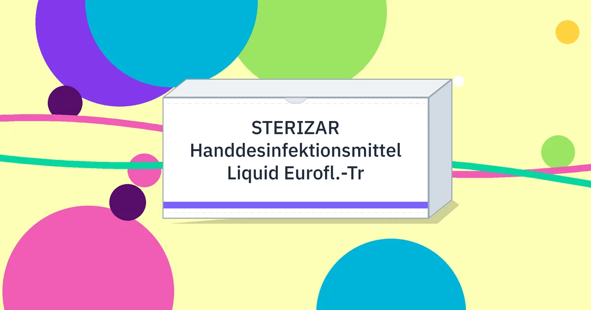Symbolbild: Packung mit der Aufschrift STERIZAR Handdesinfektionsmittel Liquid Eurofl.-Tr (PZN 17590299) – Verfügbarkeit und Bezug in Apotheken in Frankfurt am Main