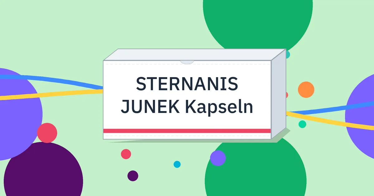 Symbolbild: Packung mit der Aufschrift STERNANIS JUNEK Kapseln (PZN 17633353) – Verfügbarkeit und Bezug in Apotheken in Frankfurt am Main
