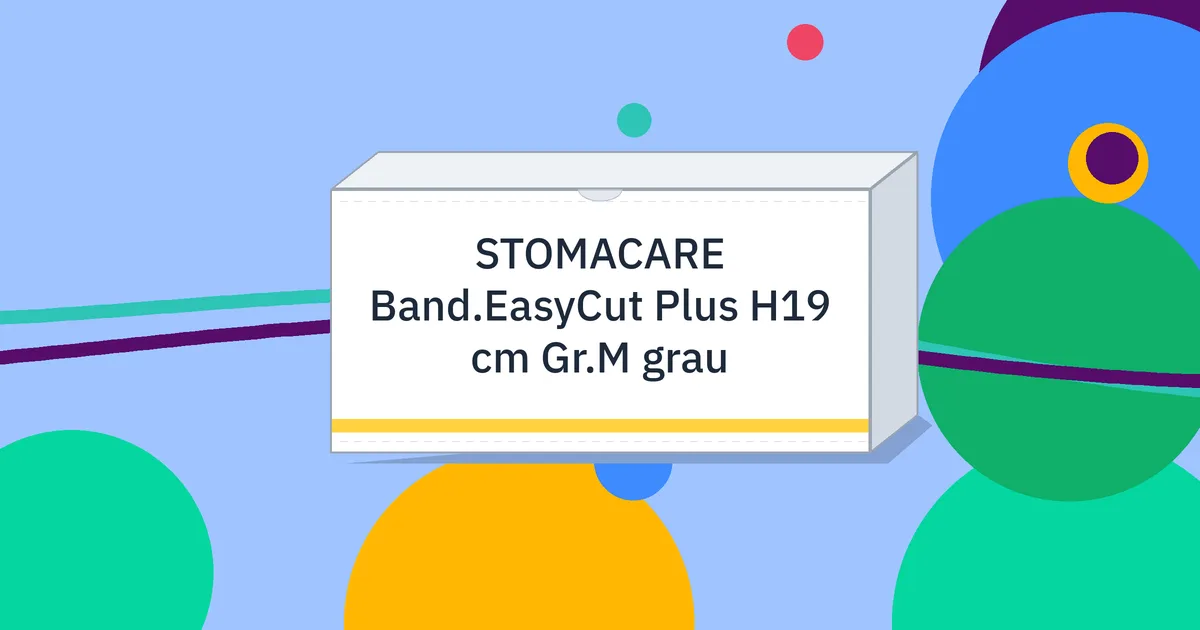 Symbolbild: Packung mit der Aufschrift STOMACARE Band.EasyCut Plus H19 cm Gr.M grau (PZN 16314574) – Verfügbarkeit und Bezug in Apotheken in Frankfurt am Main