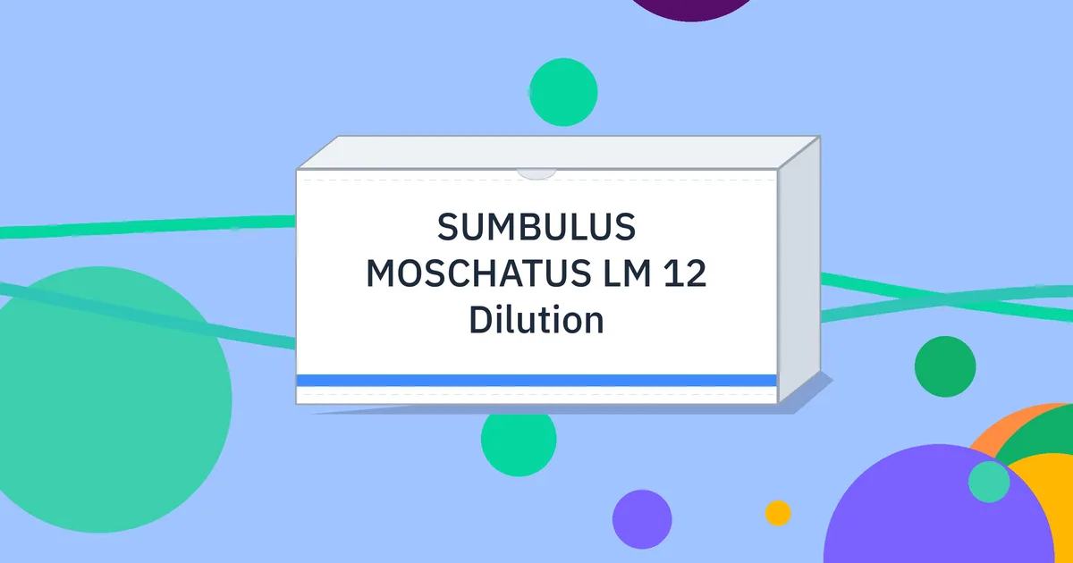Symbolbild: Packung mit der Aufschrift SUMBULUS MOSCHATUS LM 12 Dilution (PZN 13210822) – Verfügbarkeit und Bezug in Apotheken in Frankfurt am Main