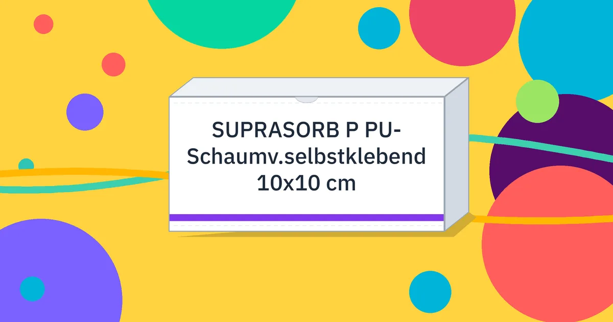 Symbolbild: Packung mit der Aufschrift SUPRASORB P PU-Schaumv.selbstklebend 10x10 cm (PZN 17833885) – Verfügbarkeit und Bezug in Apotheken in Frankfurt am Main