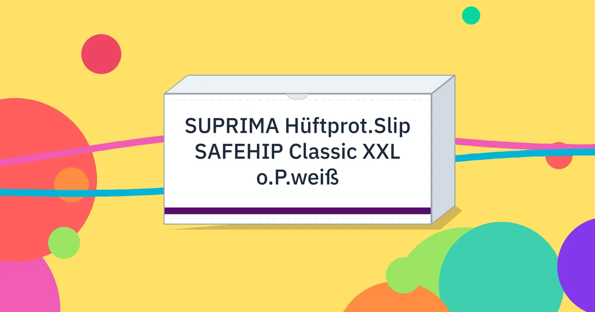 Symbolbild: Packung mit der Aufschrift SUPRIMA Hüftprot.Slip SAFEHIP Classic XXL o.P.weiß (PZN 13818529) – Verfügbarkeit und Bezug in Apotheken in Frankfurt am Main