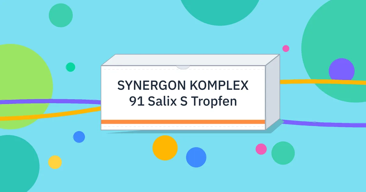 Symbolbild: Packung mit der Aufschrift SYNERGON KOMPLEX 91 Salix S Tropfen (PZN 19874546) – Verfügbarkeit und Bezug in Apotheken in Frankfurt am Main
