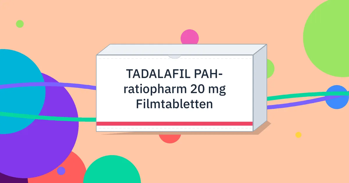 Symbolbild: Packung mit der Aufschrift TADALAFIL PAH-ratiopharm 20 mg Filmtabletten (PZN 13168540) – Verfügbarkeit und Bezug in Apotheken in Frankfurt am Main