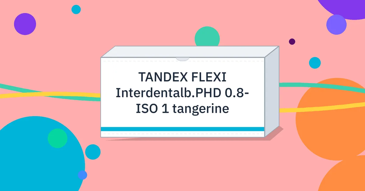 Symbolbild: Packung mit der Aufschrift TANDEX FLEXI Interdentalb.PHD 0.8-ISO 1 tangerine (PZN 16499007) – Verfügbarkeit und Bezug in Apotheken in Frankfurt am Main