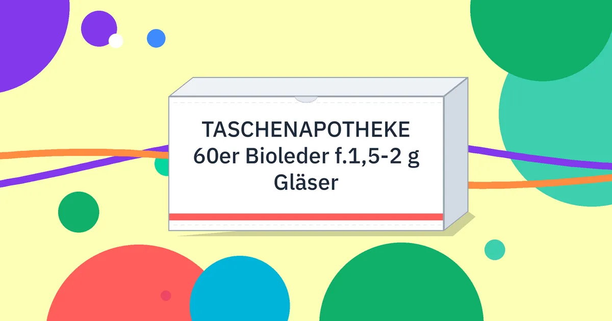 Symbolbild: Packung mit der Aufschrift TASCHENAPOTHEKE 60er Bioleder f.1,5-2 g Gläser (PZN 09747887) – Verfügbarkeit und Bezug in Apotheken in Frankfurt am Main