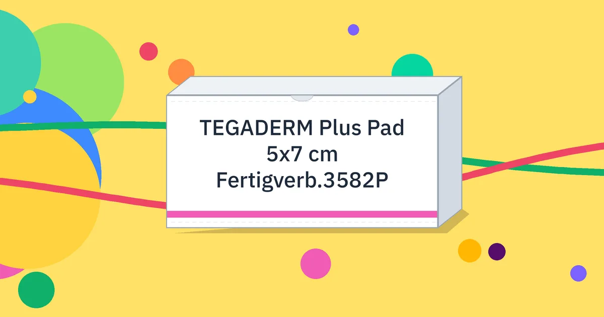 Symbolbild: Packung mit der Aufschrift TEGADERM Plus Pad 5x7 cm Fertigverb.3582P (PZN 05384442) – Verfügbarkeit und Bezug in Apotheken in Frankfurt am Main