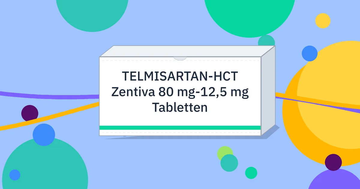 Symbolbild: Packung mit der Aufschrift TELMISARTAN-HCT Zentiva 80 mg-12,5 mg Tabletten (PZN 18794868) – Verfügbarkeit und Bezug in Apotheken in Frankfurt am Main
