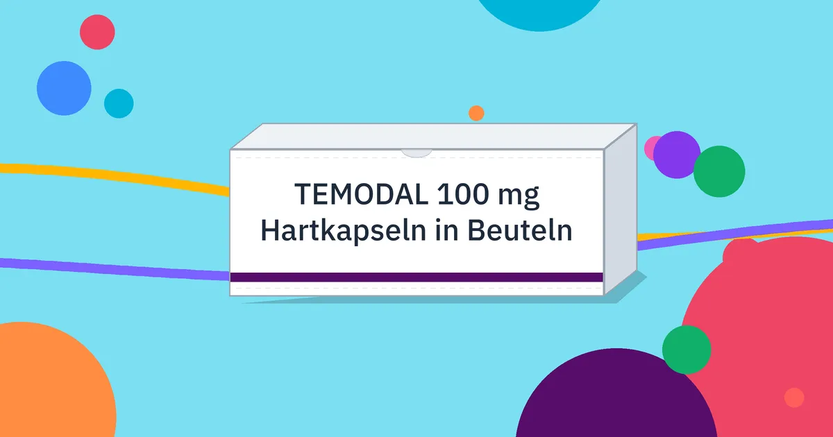 Symbolbild: Packung mit der Aufschrift TEMODAL 100 mg Hartkapseln in Beuteln (PZN 07319578) – Verfügbarkeit und Bezug in Apotheken in Frankfurt am Main