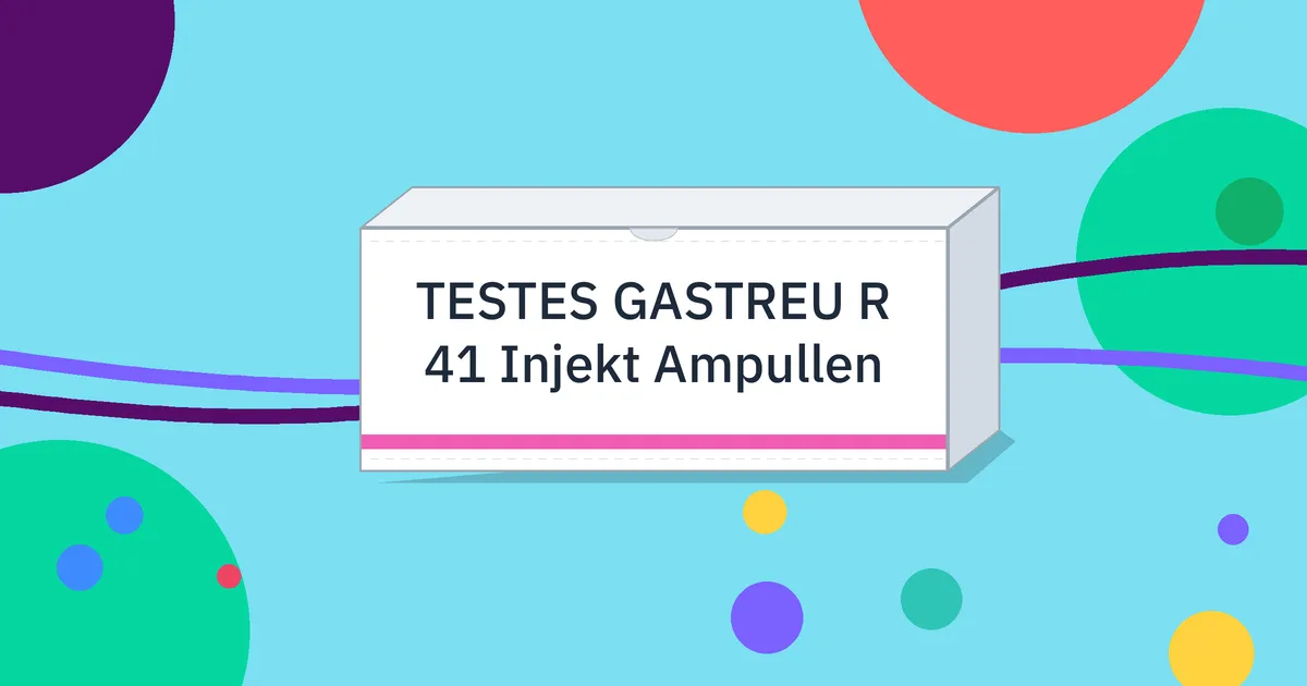 Symbolbild: Packung mit der Aufschrift TESTES GASTREU R 41 Injekt Ampullen (PZN 04628273) – Verfügbarkeit und Bezug in Apotheken in Frankfurt am Main