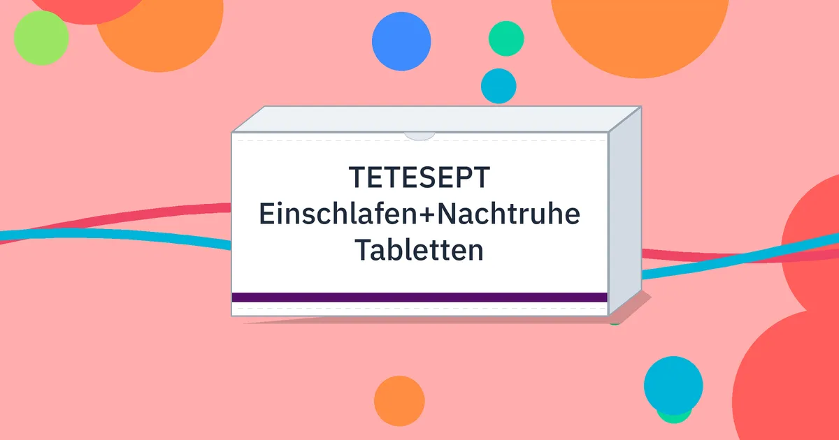 Symbolbild: Packung mit der Aufschrift TETESEPT Einschlafen+Nachtruhe Tabletten (PZN 17838517) – Verfügbarkeit und Bezug in Apotheken in Frankfurt am Main