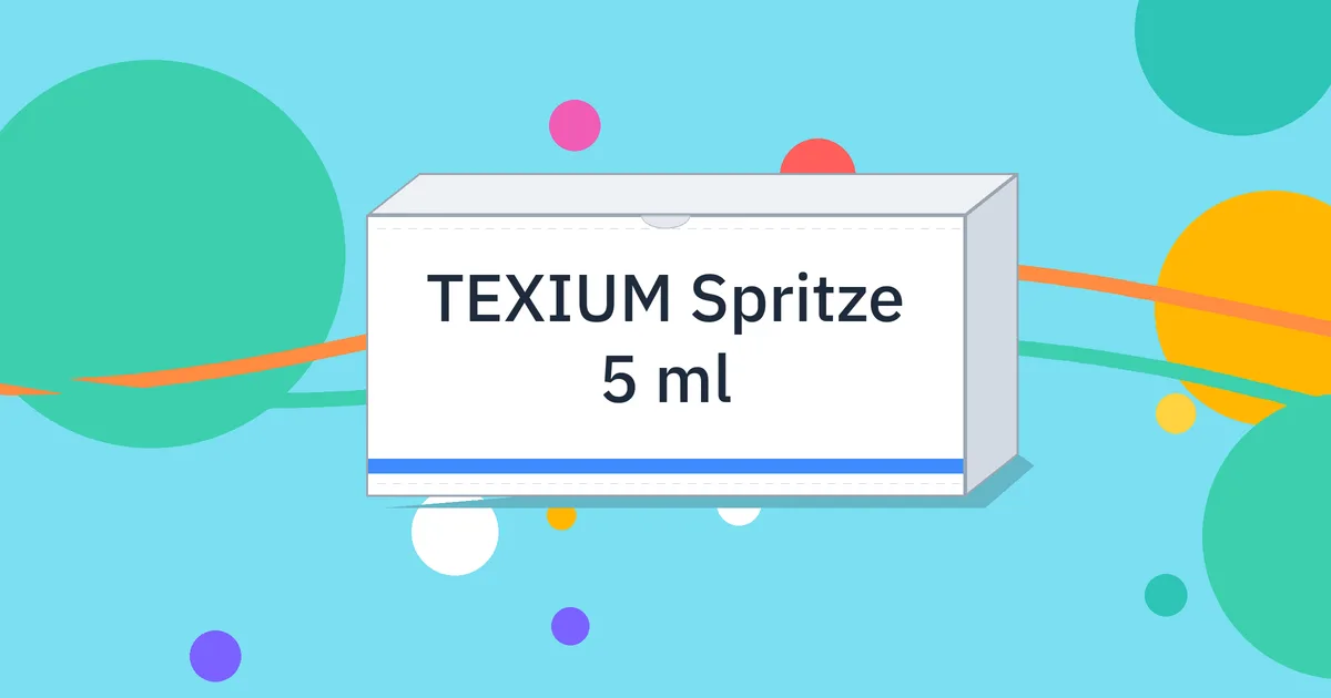 Symbolbild: Packung mit der Aufschrift TEXIUM Spritze 5 ml (PZN 11054157) – Verfügbarkeit und Bezug in Apotheken in Frankfurt am Main
