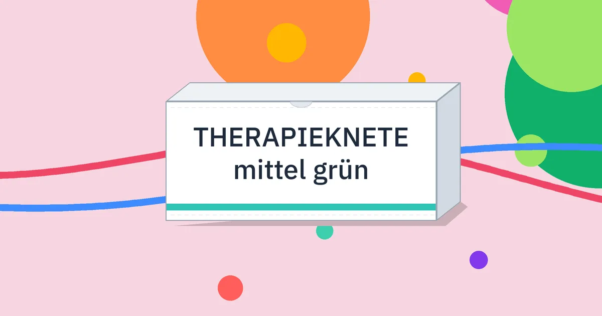 Symbolbild: Packung mit der Aufschrift THERAPIEKNETE mittel grün (PZN 13700590) – Verfügbarkeit und Bezug in Apotheken in Frankfurt am Main
