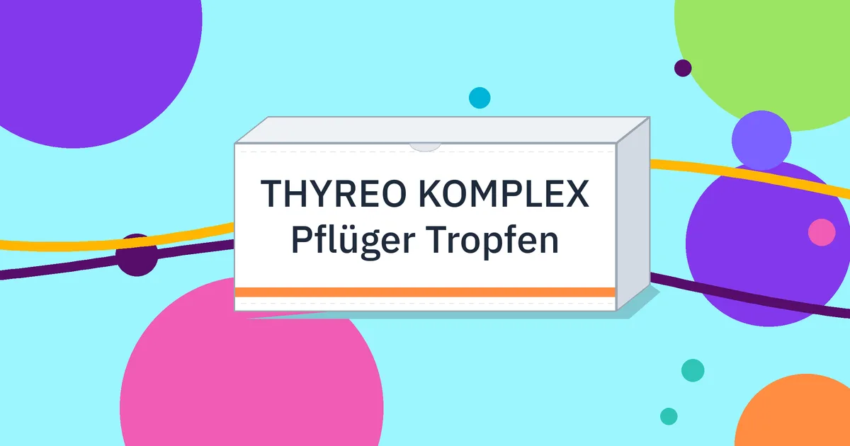 Symbolbild: Packung mit der Aufschrift THYREO KOMPLEX Pflüger Tropfen (PZN 05870355) – Verfügbarkeit und Bezug in Apotheken in Frankfurt am Main