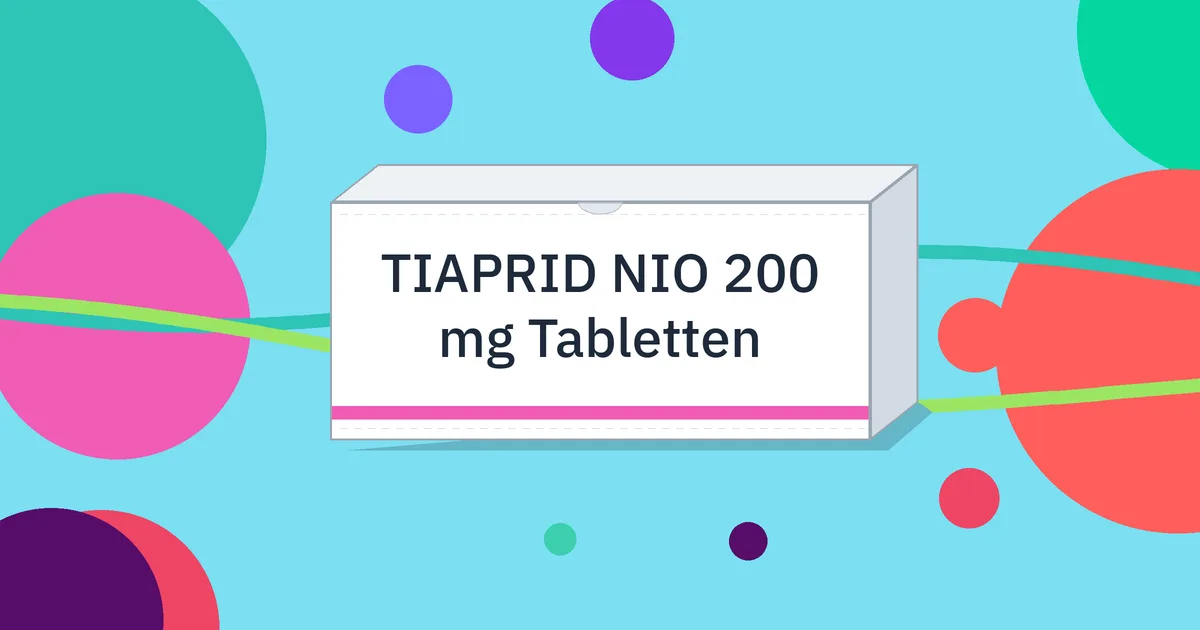 Symbolbild: Packung mit der Aufschrift TIAPRID NIO 200 mg Tabletten (PZN 19729637) – Verfügbarkeit und Bezug in Apotheken in Frankfurt am Main