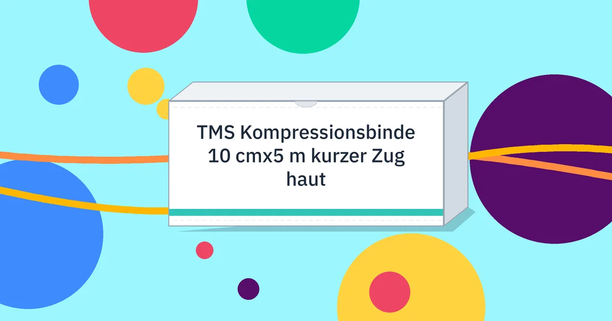 Symbolbild: Packung mit der Aufschrift TMS Kompressionsbinde 10 cmx5 m kurzer Zug haut (PZN 18317163) – Verfügbarkeit und Bezug in Apotheken in Frankfurt am Main