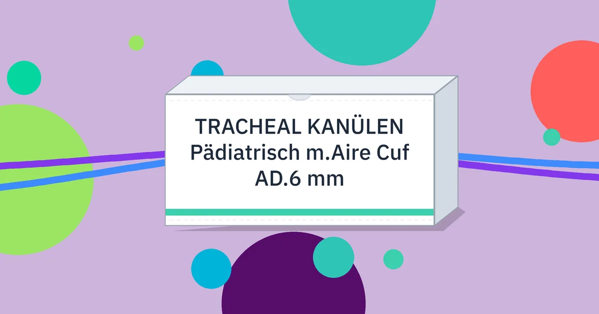 Symbolbild: Packung mit der Aufschrift TRACHEAL KANÜLEN Pädiatrisch m.Aire Cuf AD.6 mm (PZN 09217468) – Verfügbarkeit und Bezug in Apotheken in Frankfurt am Main