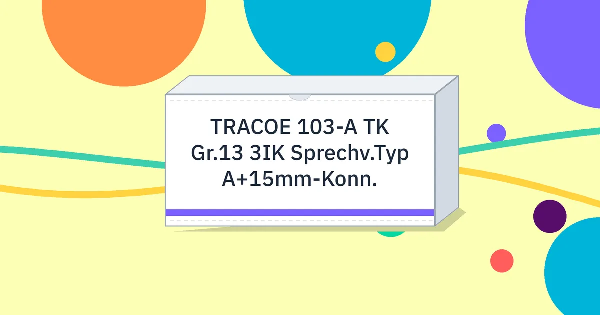 Symbolbild: Packung mit der Aufschrift TRACOE 103-A TK Gr.13 3IK Sprechv.Typ A+15mm-Konn. (PZN 02358912) – Verfügbarkeit und Bezug in Apotheken in Frankfurt am Main