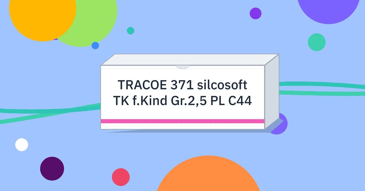 Symbolbild: Packung mit der Aufschrift TRACOE 371 silcosoft TK f.Kind Gr.2,5 PL C44 (PZN 14314966) – Verfügbarkeit und Bezug in Apotheken in Frankfurt am Main