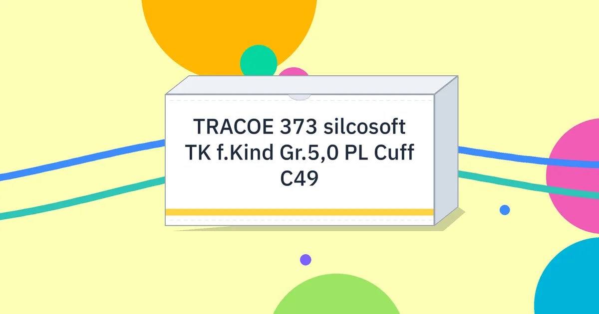 Symbolbild: Packung mit der Aufschrift TRACOE 373 silcosoft TK f.Kind Gr.5,0 PL Cuff C49 (PZN 14317462) – Verfügbarkeit und Bezug in Apotheken in Frankfurt am Main