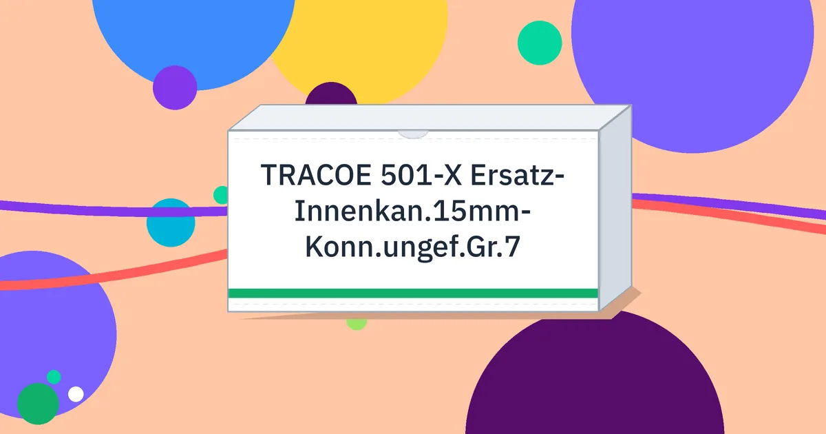 Symbolbild: Packung mit der Aufschrift TRACOE 501-X Ersatz-Innenkan.15mm-Konn.ungef.Gr.7 (PZN 05880980) – Verfügbarkeit und Bezug in Apotheken in Frankfurt am Main