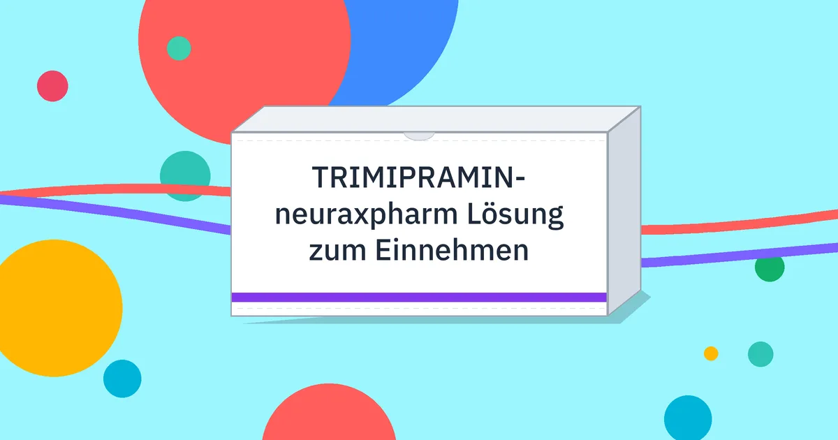 Symbolbild: Packung mit der Aufschrift TRIMIPRAMIN-neuraxpharm Lösung zum Einnehmen (PZN 06130583) – Verfügbarkeit und Bezug in Apotheken in Frankfurt am Main