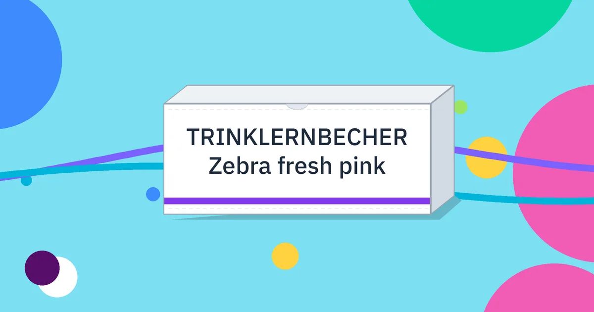 Symbolbild: Packung mit der Aufschrift TRINKLERNBECHER Zebra fresh pink (PZN 16897759) – Verfügbarkeit und Bezug in Apotheken in Frankfurt am Main