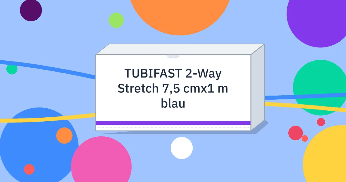 Symbolbild: Packung mit der Aufschrift TUBIFAST 2-Way Stretch 7,5 cmx1 m blau (PZN 10809961) – Verfügbarkeit und Bezug in Apotheken in Frankfurt am Main