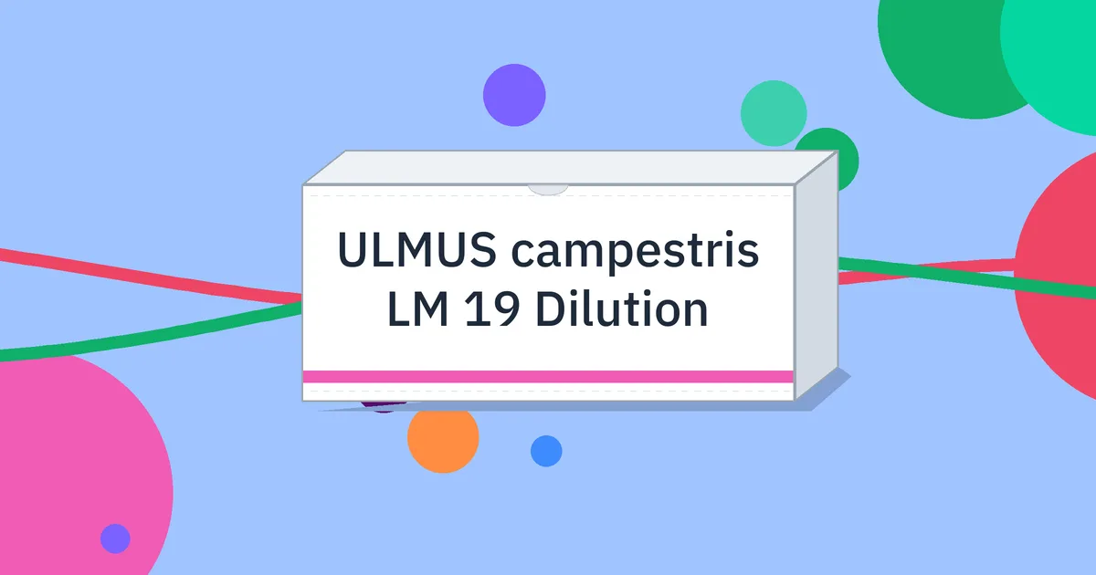 Symbolbild: Packung mit der Aufschrift ULMUS campestris LM 19 Dilution (PZN 13255380) – Verfügbarkeit und Bezug in Apotheken in Frankfurt am Main